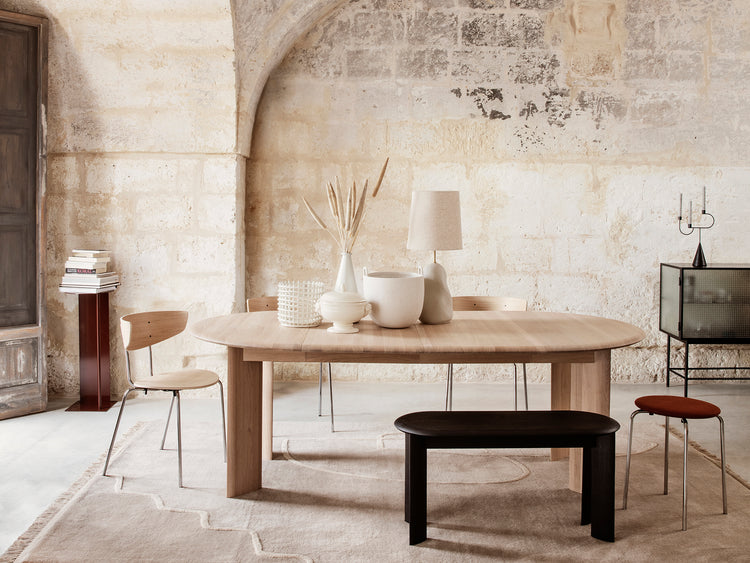 Bevel Table - Extendable Ø117-217cm - White Oiled Oak by ferm LIVING ...
